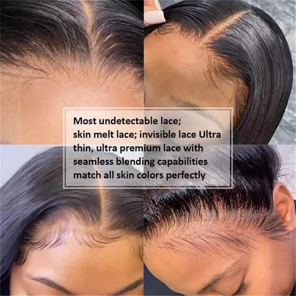 Dixtefo 13x6 HD Glueless Straight Lace Front Wigs Human Hair Transparent Lace Frontal Wigs 220% Density Brazilian Virgin Human Hair Wigs for Women Pre Plucked with Baby Hair Natural Color 30 Inch