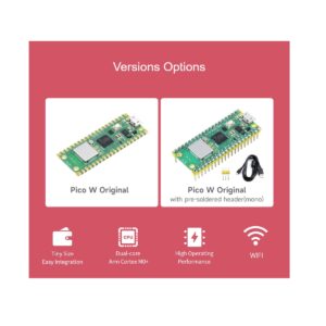 waveshare Pre-Soldered Raspberry Pi Pico W Microcontroller Board Basic Kit,Built-in WiFi,Supports 2.4/5 GHZ Wi-Fi 4,Based On RP2040 Dual-Core Processor