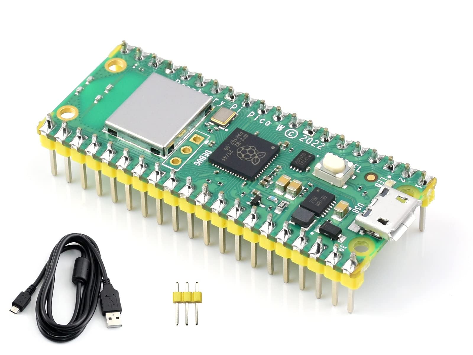 waveshare Pre-Soldered Raspberry Pi Pico W Microcontroller Board Basic Kit,Built-in WiFi,Supports 2.4/5 GHZ Wi-Fi 4,Based On RP2040 Dual-Core Processor