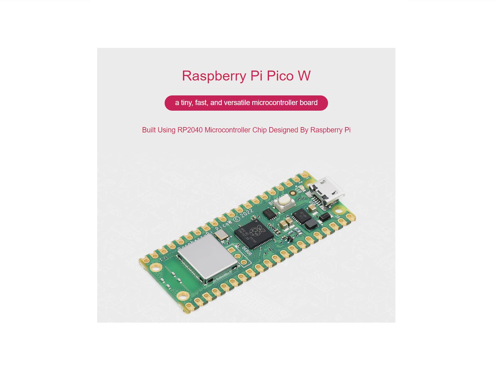 waveshare Pre-Soldered Raspberry Pi Pico W Microcontroller Board Basic Kit,Built-in WiFi,Supports 2.4/5 GHZ Wi-Fi 4,Based On RP2040 Dual-Core Processor