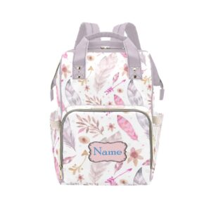 cowsrock personalized mommy nursing bags baby girl boy diaper bags, with name custom upload the baby's name or a message feather arrow boho style diaper backpack