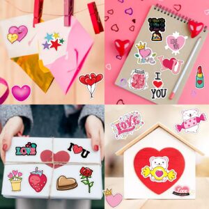 100PCS Valentine's Day Stickers Love Stickers, Love Heart Stickers Vinyl Waterproof Romantic Valentine Stickers for Laptops Gifts Water Bottles Scooters and Valentine's Day Wall Window Decorations