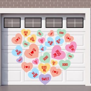 38 pieces heart stickers garage door heart stickers valentine's candy heart colorful self adhesive heart label decals for valentine's day garage car envelope seal, 6 colors