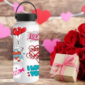 100PCS Valentine's Day Stickers Love Stickers, Love Heart Stickers Vinyl Waterproof Romantic Valentine Stickers for Laptops Gifts Water Bottles Scooters and Valentine's Day Wall Window Decorations