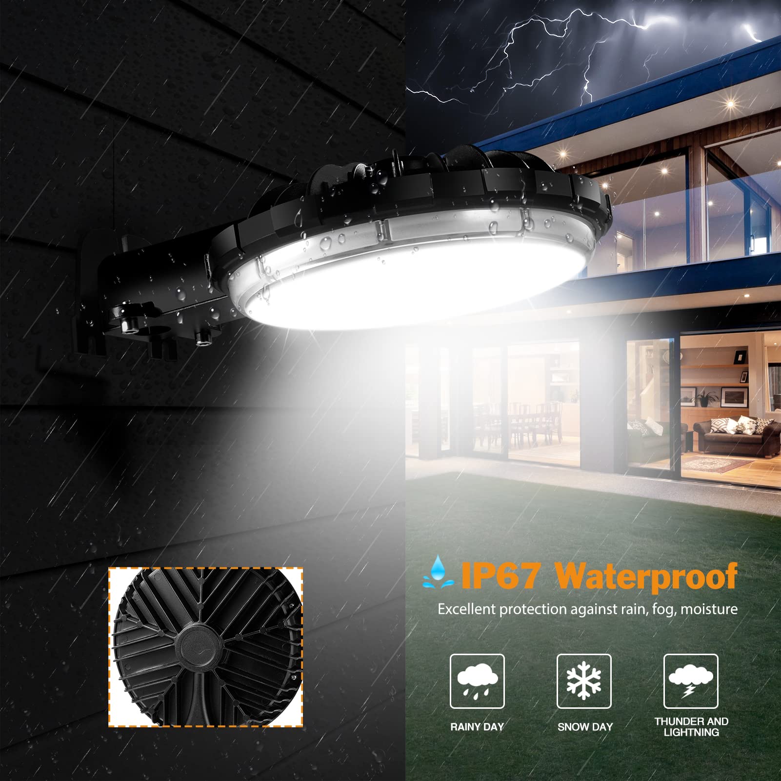 Houhai LED Barn Light, Dusk to Dawn Outdoor Lighting with 100W 10000LM 6000K Daylight, IP65 Waterproof Outdoor Security Flood Lights for Garage Yard Street Warehouse Use