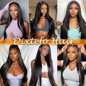 Dixtefo 13x6 HD Glueless Straight Lace Front Wigs Human Hair Transparent Lace Frontal Wigs 220% Density Brazilian Virgin Human Hair Wigs for Women Pre Plucked with Baby Hair Natural Color 30 Inch