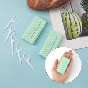 2pcs Dental Floss Portable Box, Food Grade Materials Storage 10 Dental Floss Dispenser Portable Holder with Case for Cleaning Teeth and Oral Care at Dating, Travel, Hotels (Green)