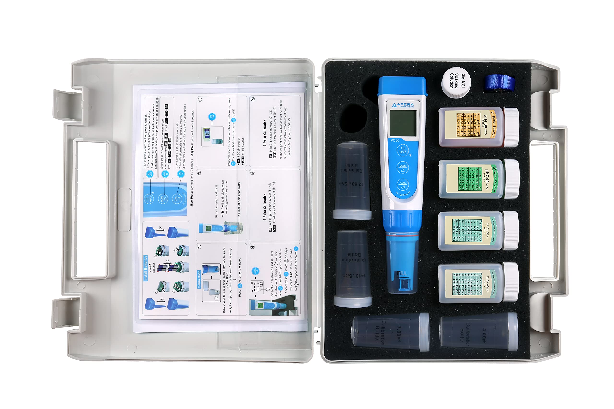 Apera Instruments, LLC-AI481 TN400 Portable Turbidity Meter & AI316 Premium Series PC60 5-in-1 Waterproof pH/EC (Conductivity) /TDS (ppm) /Salinity (PPT) /Temp. Multi-Parameter Pocket Tester Kit