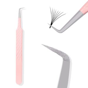 fiber tip lash tweezers for eyelash extensions, professional 90 degree tweezers for lash extension suppliers, best pink tweezers precision tool set(90 degree)