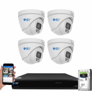 gw security 5mp 1920p security camera system with ai face/human/vehicle detection, 8ch 4k dvr and 4 x 5mp 2592tvl microphone home cctv dome camera, smart ai playback, email alert, 1tb hard drive