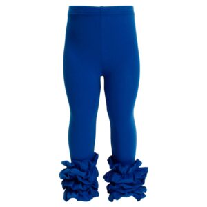 hoolchean baby toddler and little girls cotton ruffle leggings (royal blue, m: 3-4t)