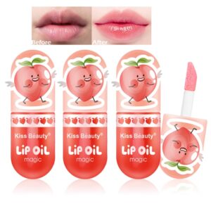 mrettick 3packs hydrating lip oil temperature color changing lip oil plumping lip gloss moisturizing lip oil tinted for lip care and dry lip (#3)