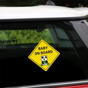 Dreothy 2PCS Baby on Board Sticker for Cars Funny Cartoon Panda Baby On Board Sign Safety Warning Decals Car Styling Waterproof Window Bumper Vinyl Car Stickers (Panda)