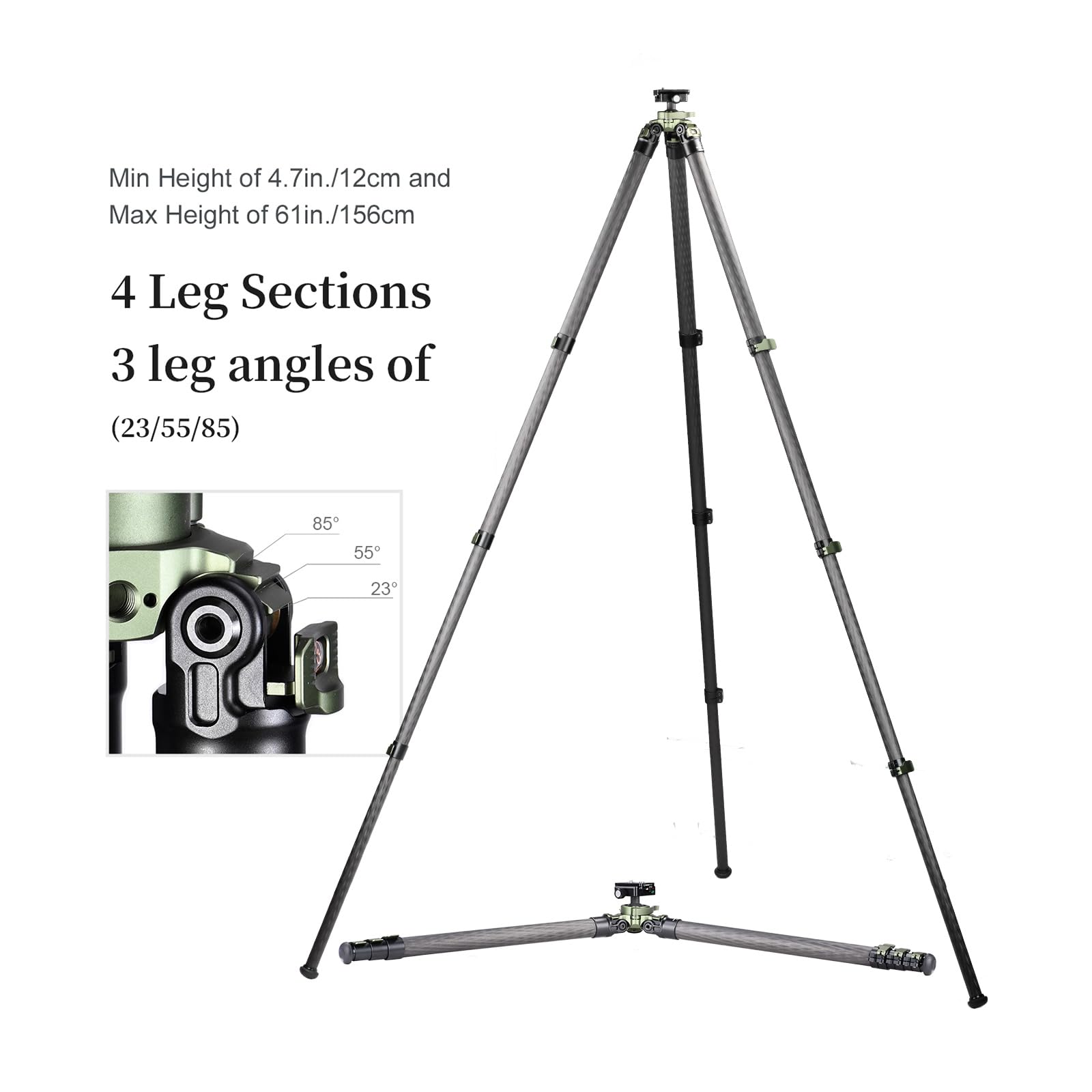 SUNWYAFOTO TL3240CS-P Hunting Tripod for Shooting Rifle Stand Carbon Fiber