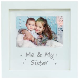 hamuiers me and my sister picture frame, sibling gifts, little or big sister gift, gender neutral baby keepsake frame, nursery décor, white