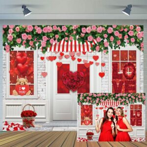 cylyh 8x6ft valentine's day backdrop valentine's day store backdrop pink rose flower brick wall background love wedding bridal shower party backdrops d807