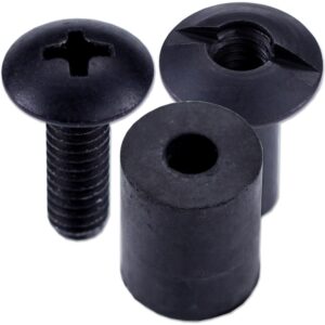 [12 pack] holstersmith holster retention assembly - black chicago screw slotted post truss head design - (.500 inch slotted post + .500 phillips truss head screw + .625 epdm washer)