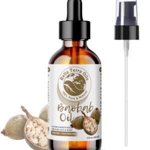 Bella Terra Oils - Baobab Oil 2oz - Infused with Polyphenols & Bioflavonoids, Unearth the Secrets of Nature for a Flawless Skin Appearance