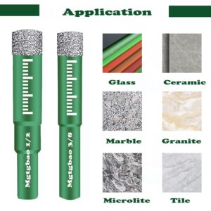 Mgtgbao 6PCS Green Ceramic Tile Drill bit, Dry Diamond Drill Bits Set for Many Hard Materials Granite Marble Tile Ceramic Stone Glass (NOT for Wood) Round Shank with Size 1/4~9/16 inch.