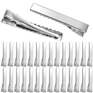 alligator hair clips, 210 pcs single prong metal clips for hair bows and crafts - silver flat gator clips in bulk diy supplies for accessory making (1.8 inch & 2.2 inch) aisuly