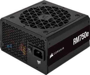 corsair rm750e fully modular low-noise atx power supply - dual eps12v connectors - 105°c-rated capacitors - 80 plus gold efficiency - modern standby support - black