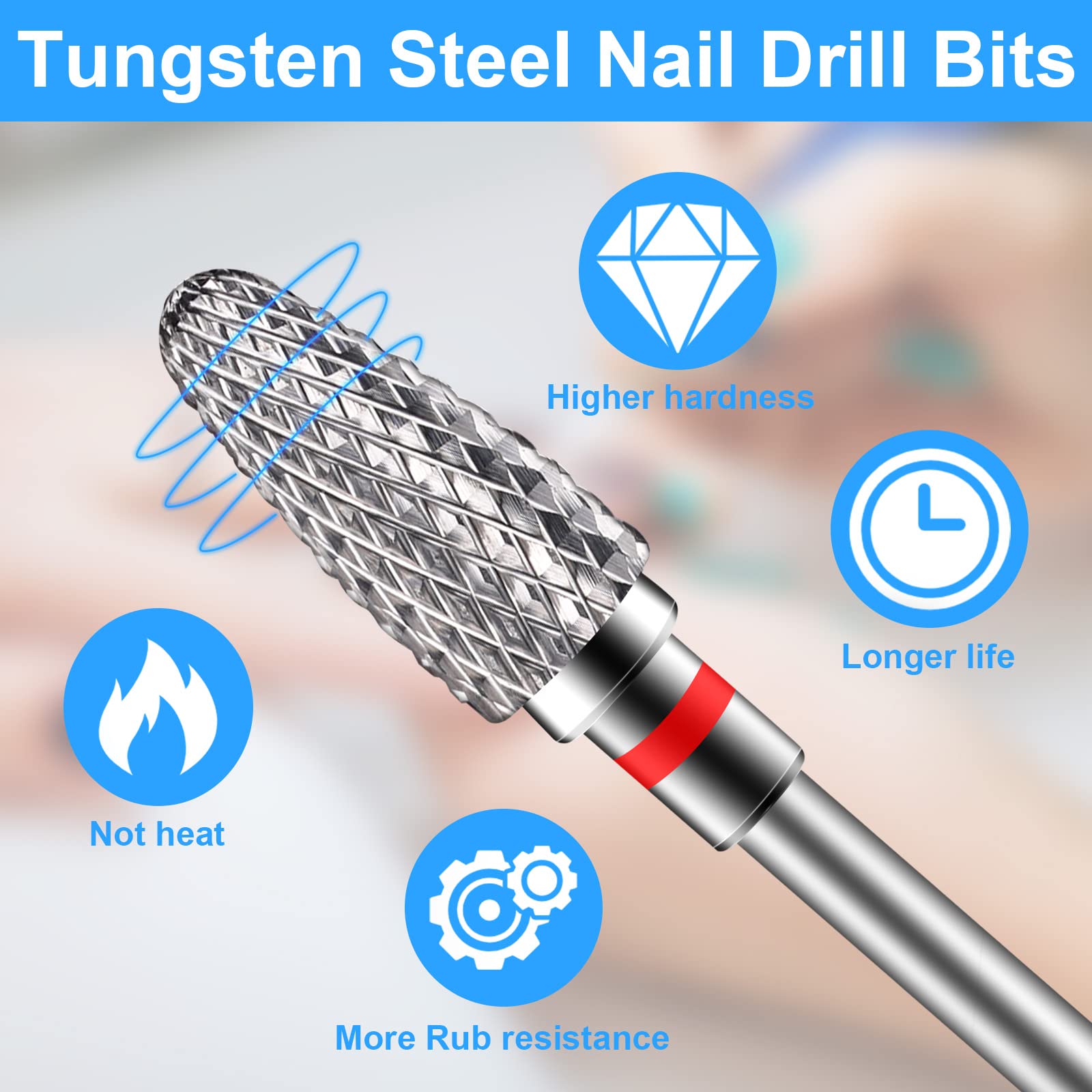 Diesisa 2 Pack Nail Drill Bits, Nail Bits for Acrylic Nails, 3/32" Shank Drill Bits for Nails Professional Electric Nail Drill Bits for Home Salon/Fine+Medium Nail Bits - Corn