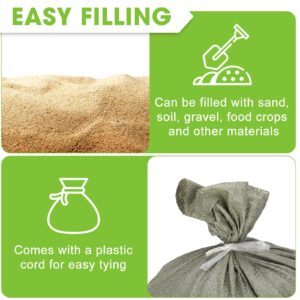 Nuenen 200 Pcs Empty Sandbags Heavy Duty Sand Bags with Ties Woven Polypropylene Sand Bags Bulk Sand Bag for Flooding 16 x 26 Inches Sandbag Flood Protection for Emergency Hurricane Supplies (Green)