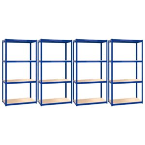 vidaxl 4x 4-layer shelves business workshop height-adjustable shelf storage industrial shelving rack blue steel and engineered wood