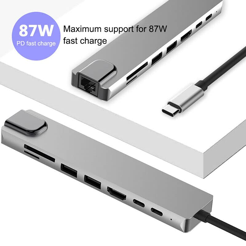 8 in 1 Multiport USB-C HUB to 4K HDMI USB 3.0 Aux Adapter