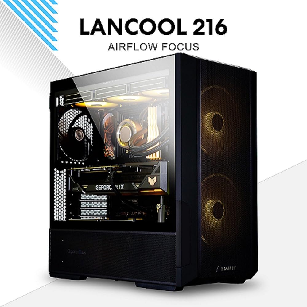 LIAN LI LANCOOL 216 E-ATX PC Case, Airflow Focus RGB Gaming Computer Case with All-Around Mesh Panels, 2x160mm & 1x140mm PWM Fans Pre-Installed and Innovative Rear PCIe Fan Bracket Chassis (Black)