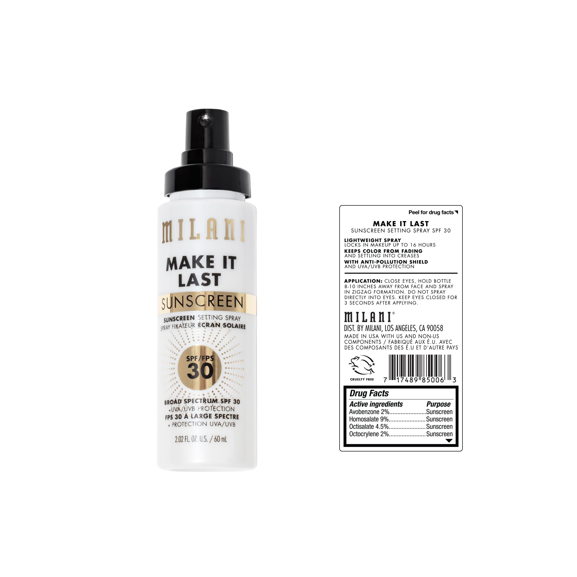 Milani Make It Last Sunscreen - Sunscreen Setting Spray with SPF 30 - Makeup Primer and Setting Spray with SPF30 Sunscreen, Long Lasting Makeup Finishing Spray - 2 Pack