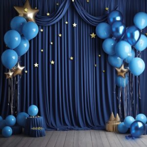 10 ft x 10 ft wrinkle free navy blue backdrop curtains panels, 2 panels 5ft x 10ft sikly polyester photo backdrop drapes for graduation baby shower wedding birthday parties photography background