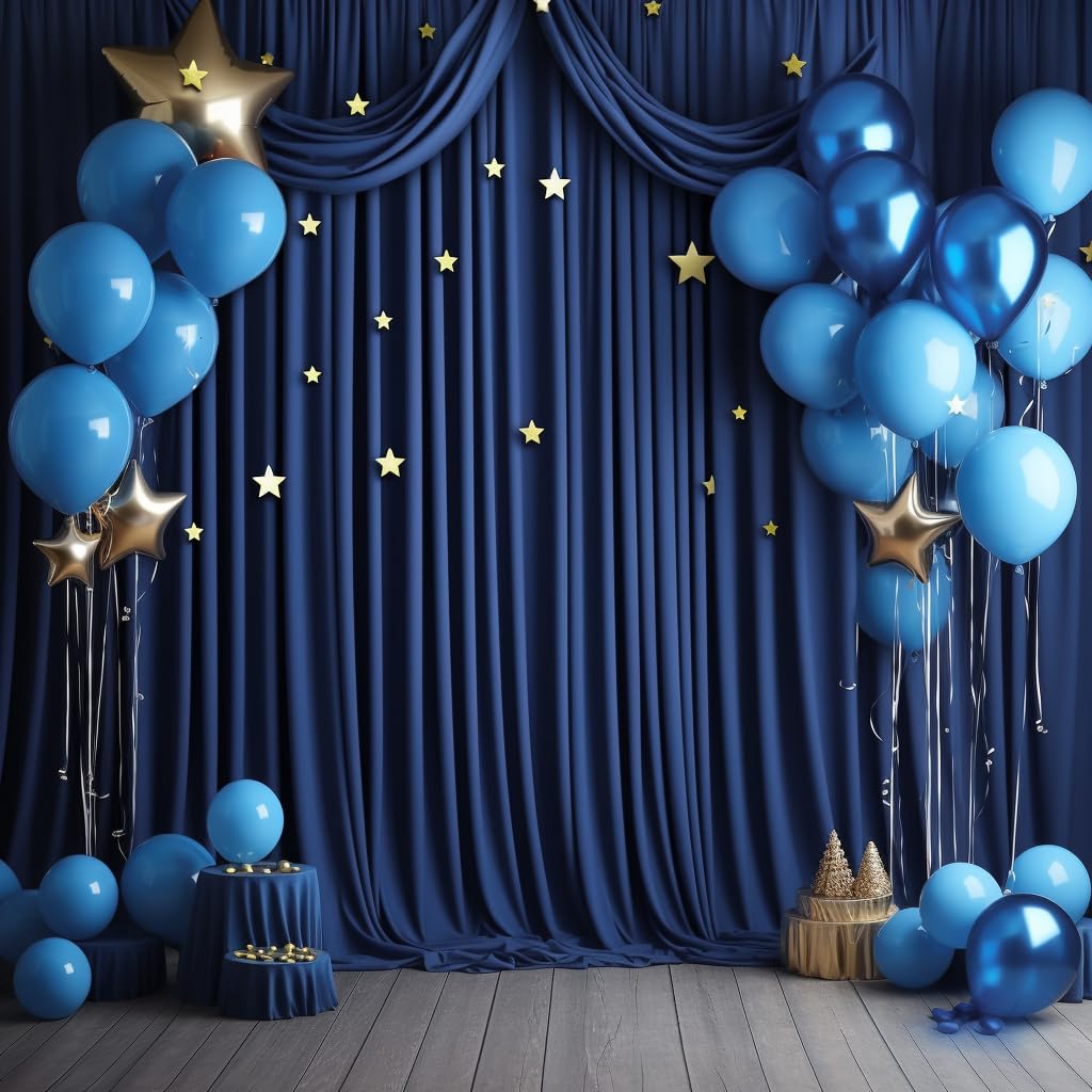 10 ft x 10 ft Wrinkle Free Navy Blue Backdrop Curtains Panels, 2 Panels 5ft x 10ft Sikly Polyester Photo Backdrop Drapes for Graduation Baby Shower Wedding Birthday Parties Photography Background