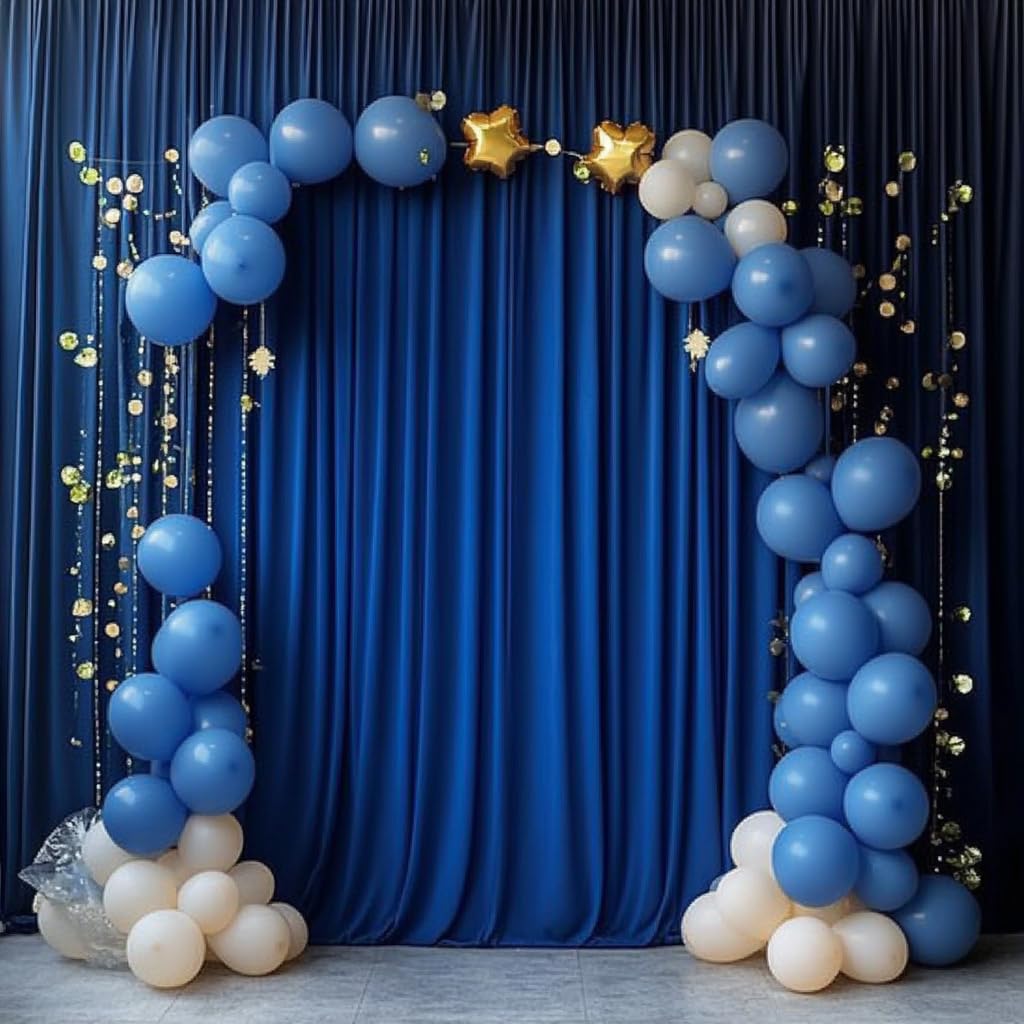 10 ft x 10 ft Wrinkle Free Navy Blue Backdrop Curtains Panels, 2 Panels 5ft x 10ft Sikly Polyester Photo Backdrop Drapes for Graduation Baby Shower Wedding Birthday Parties Photography Background