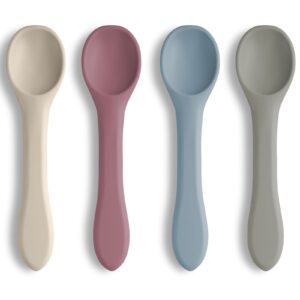 vicloon silicone baby feeding spoons, 4 pcs baby spoons, first stage feeding spoons for infants, silicone baby spoons ultra-durable & chewproof, silicone feeding spoons dishwasher safe,baby utensils