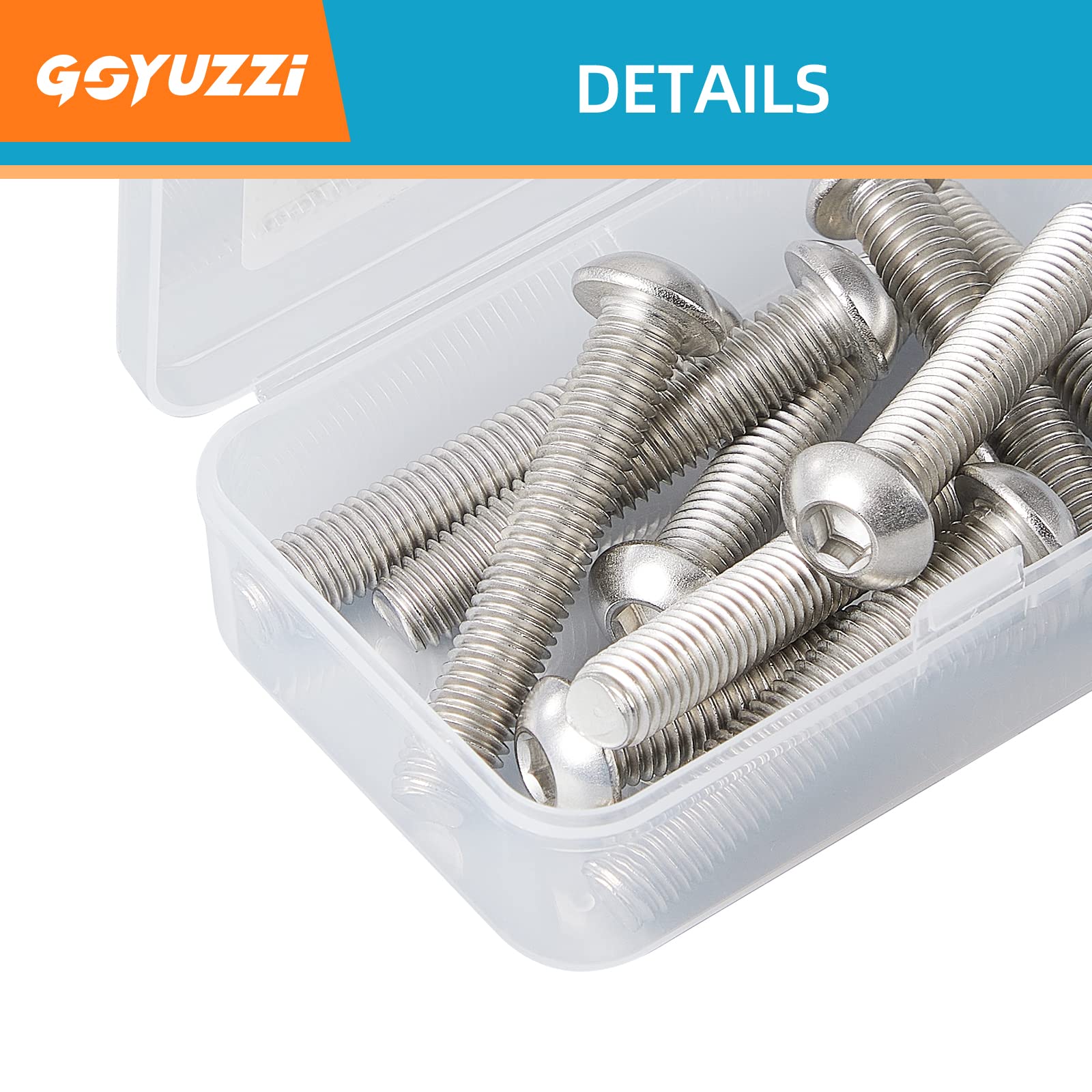 M5 x 30mm Button Head Socket Cap Screws Bolts, Stainless Steel 304, Bright Finish, Fully Threaded, Metric Allen Hex Drive, 50PCS