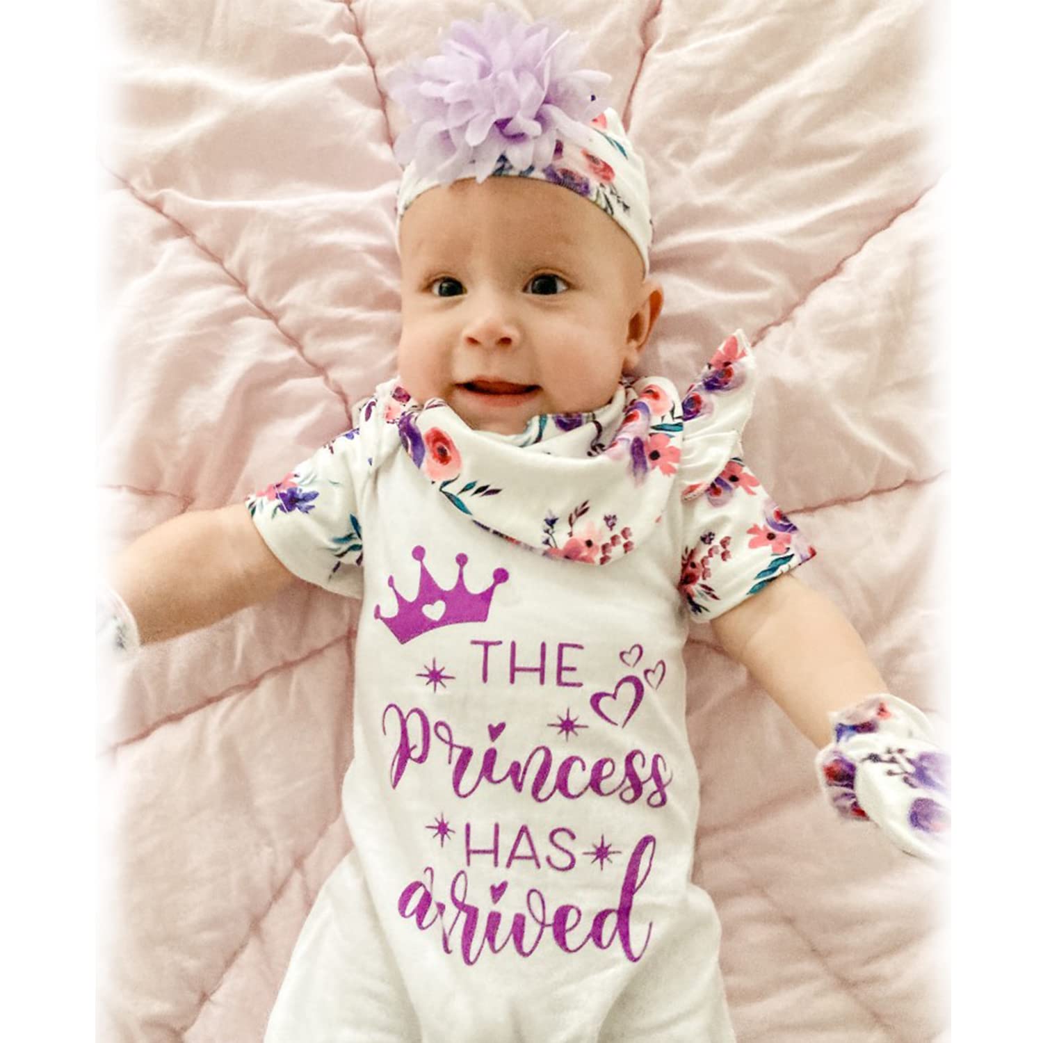 HINTINA Preemie Premature Baby Girl The Princess Has Arrived Romper Outfits Spring Summer Clothes Set Premie