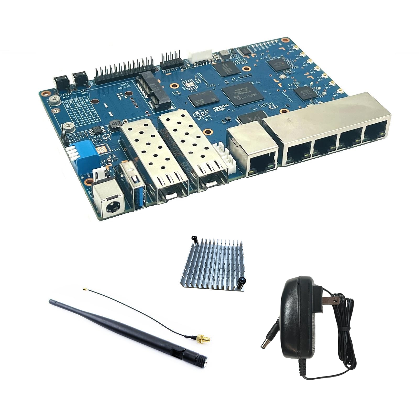 youyeetoo BPI-R3 Router Development Board MediaTek MT7986 8G EMMC with 2X SFP 2.5GbE/ 5X RJ45 GbE (Antenna Bundle)