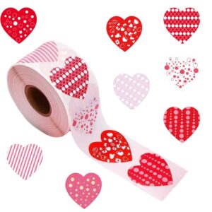 500 pieces valentine's day heart stickers- 1.5 in funky heart sticker self adhesive love heart stickers for envelope valentines mother's day wedding birthday party decoration (8-style)