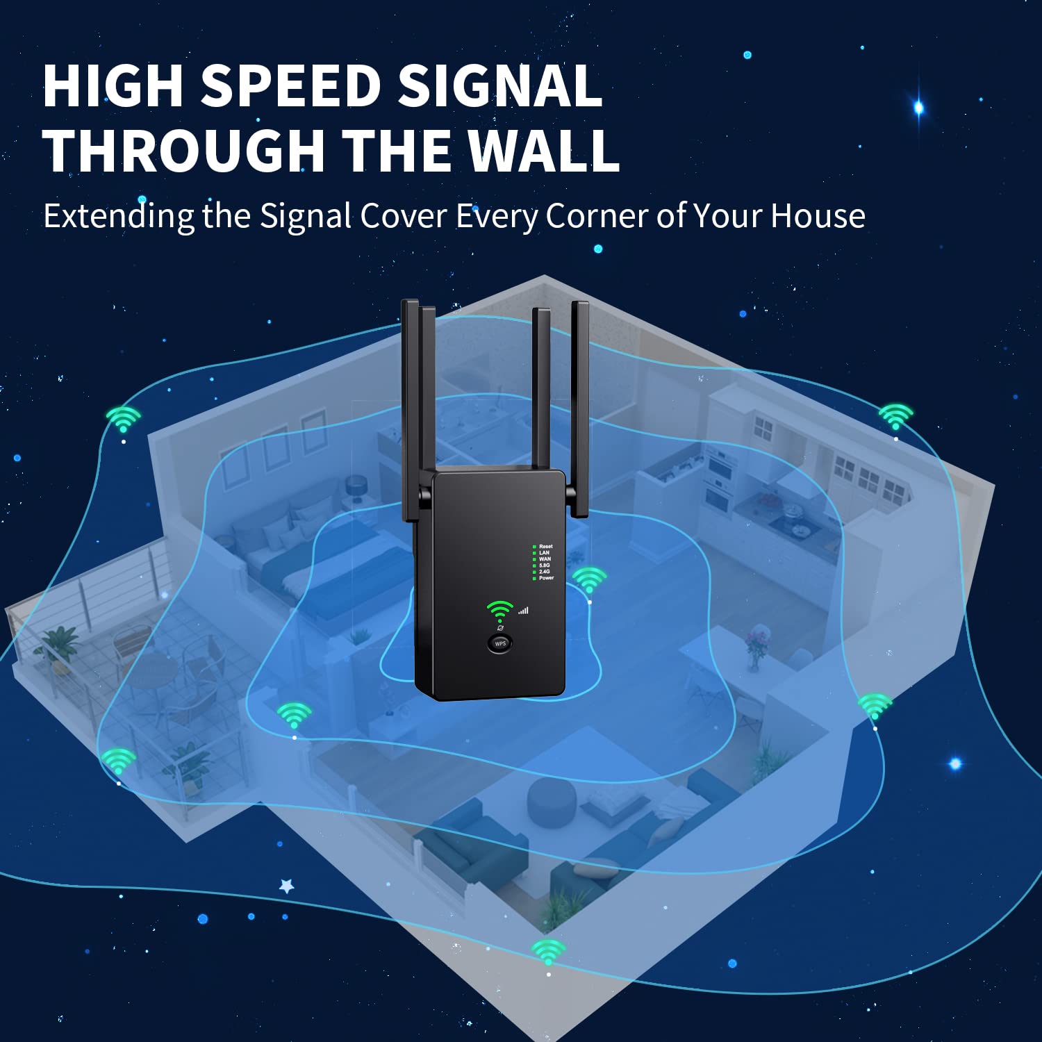 2023 Upgraded WiFi Extender Signal Booster for Home - up to 9999 sq.ft Coverage - Long Range Wireless Internet Repeater and Signal Amplifier with Ethernet Port - 1 Tap Setup, 5 Modes, 50+ Devices