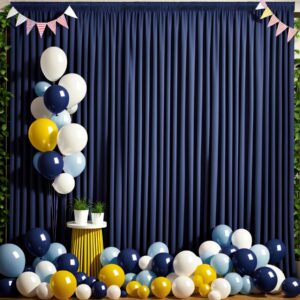 10 ft x 10 ft Wrinkle Free Navy Blue Backdrop Curtains Panels, 2 Panels 5ft x 10ft Sikly Polyester Photo Backdrop Drapes for Graduation Baby Shower Wedding Birthday Parties Photography Background