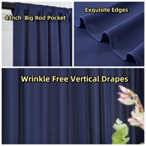 10 ft x 10 ft Wrinkle Free Navy Blue Backdrop Curtains Panels, 2 Panels 5ft x 10ft Sikly Polyester Photo Backdrop Drapes for Graduation Baby Shower Wedding Birthday Parties Photography Background