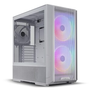 lian li lancool 216 mid-tower case with high cooling performance - includes dual front 160mm pwm fans and 1 rear 140mm pwm fan - airflow focused - up to 10 fans (lancool 216r-w white)