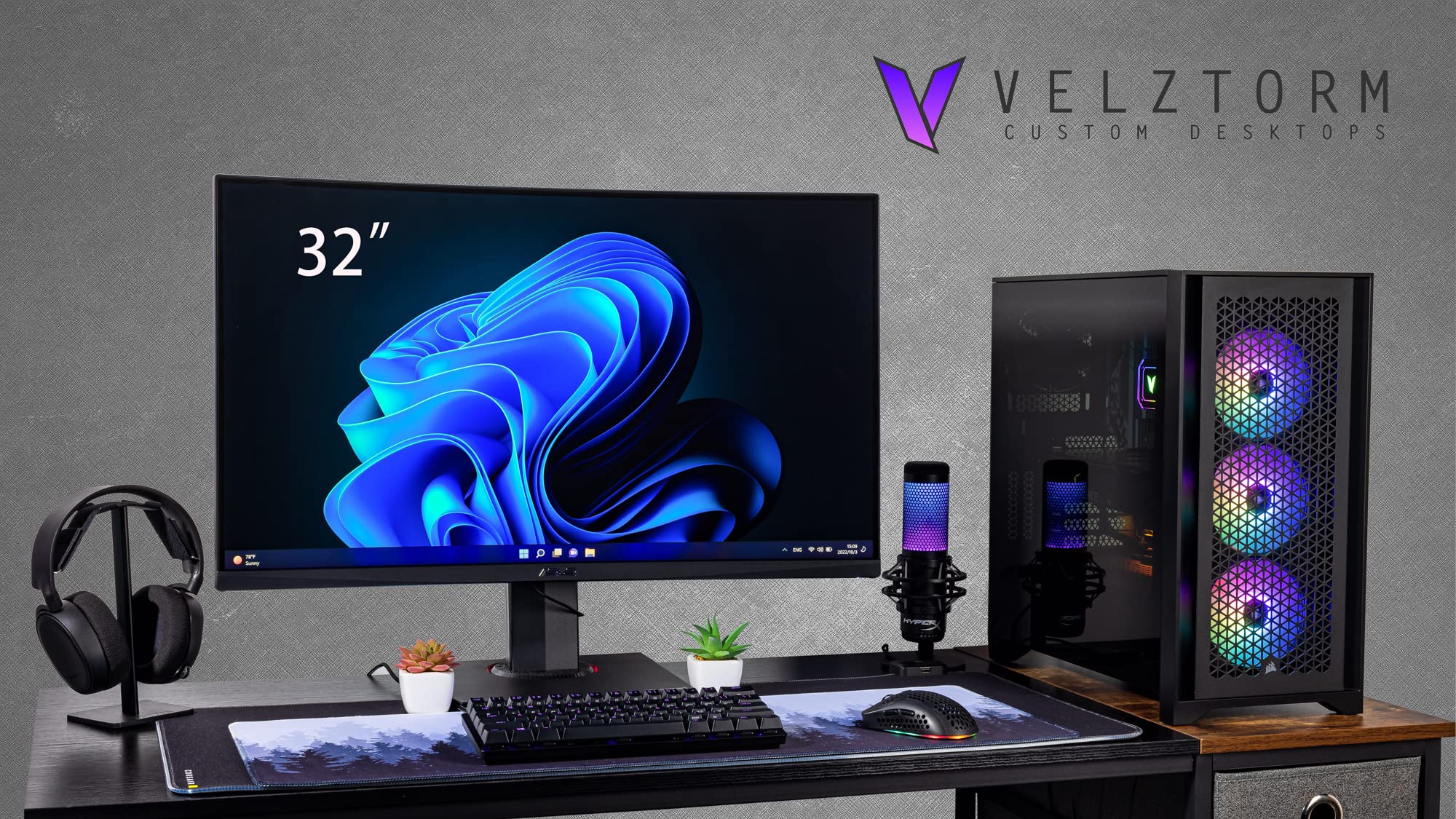 Velztorm Armix Custom Built Gaming Desktop PC (AMD Ryzen 9 7900X 12-Core, GeForce RTX 4080 16GB, 32GB DDR5 4800MHz RAM, 1TB PCIe SSD + 2TB HDD (3.5), Wifi, USB 3.2, HDMI, Bluetooth, Win 10 Home)