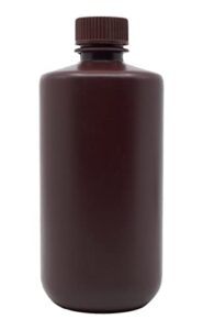 eisco reagent bottle, amber, 1000ml - narrow mouth with screw cap - hdpe labs