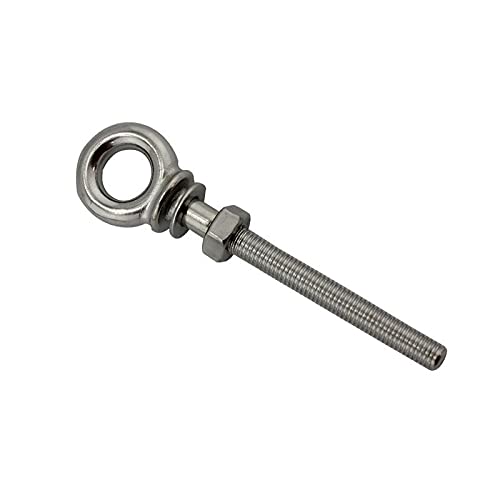 BINBAL Hardware Accessories 10pcs Marine Boat Stainless Steel Heavy Lifting Long Eye Bolt Marine HX Long Eye Bolts Ring Screw Loop Hole for Cable Rope M6