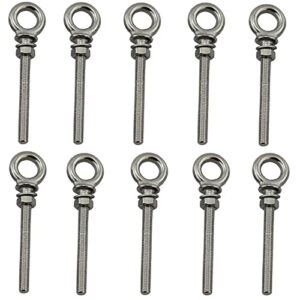 binbal hardware accessories 10pcs marine boat stainless steel heavy lifting long eye bolt marine hx long eye bolts ring screw loop hole for cable rope m6