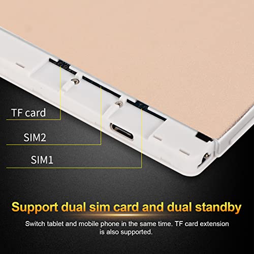 8in Tablet PC,Gold,for Android10,RAM 4GB ROM 64GB,Front 2MP Rear 8MP,1920x1200 IPS Tablet for Kids,Dual Card Slot,Dual Band WiFi,BT4.2,GPS