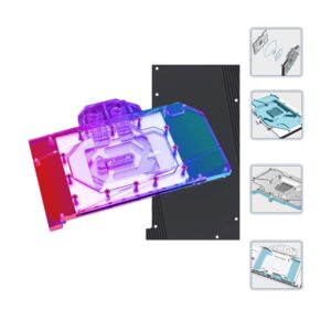 Copper GPU Water Cooling Block GPU Waterblock Graphics Card Water Cooling Block for Zotac GeForce RTX 4080 AMP Extrme AIRO Trinity (5V ARGB RBW Aura Effect LED Lights GPU Block with Backplate)