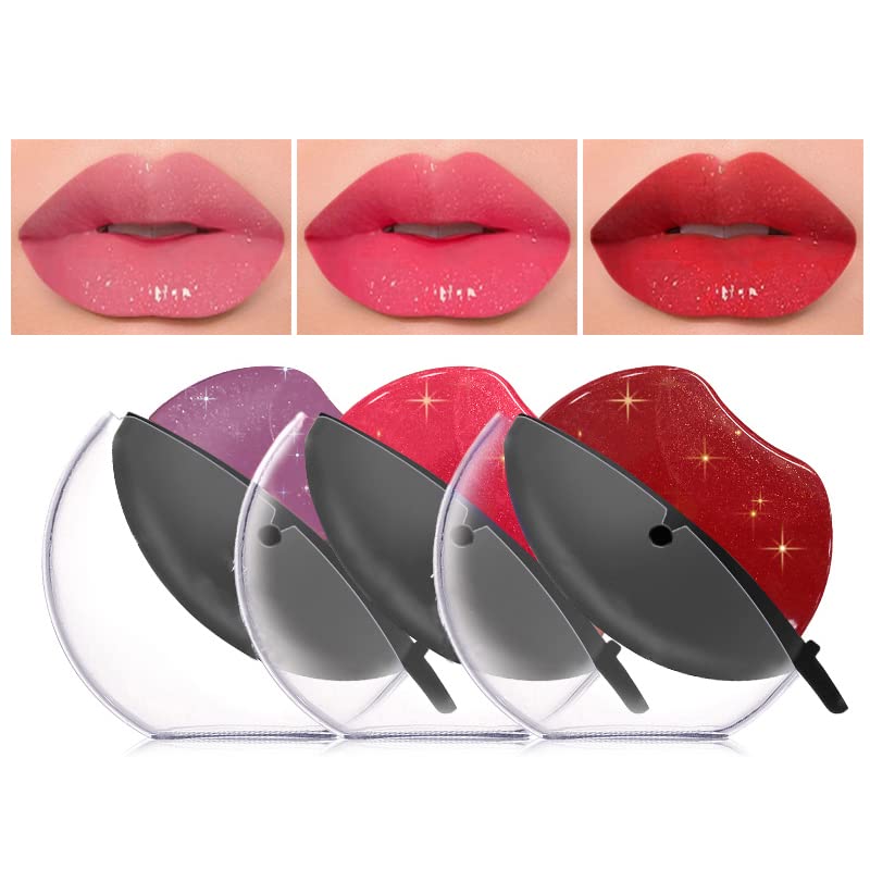 DAGEDA Pearl Lipstick, Labiales Magicos Long Lasting Waterproof Moisturizing Non-Stick Cup Not Fade Lip Shape Magic 3 Colors Changing Lipstick for Lazy People (Color C)